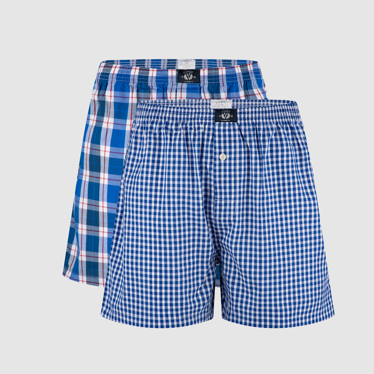 Mens Boxers | 2 Pack Blue Check | Coast Clothing Co.