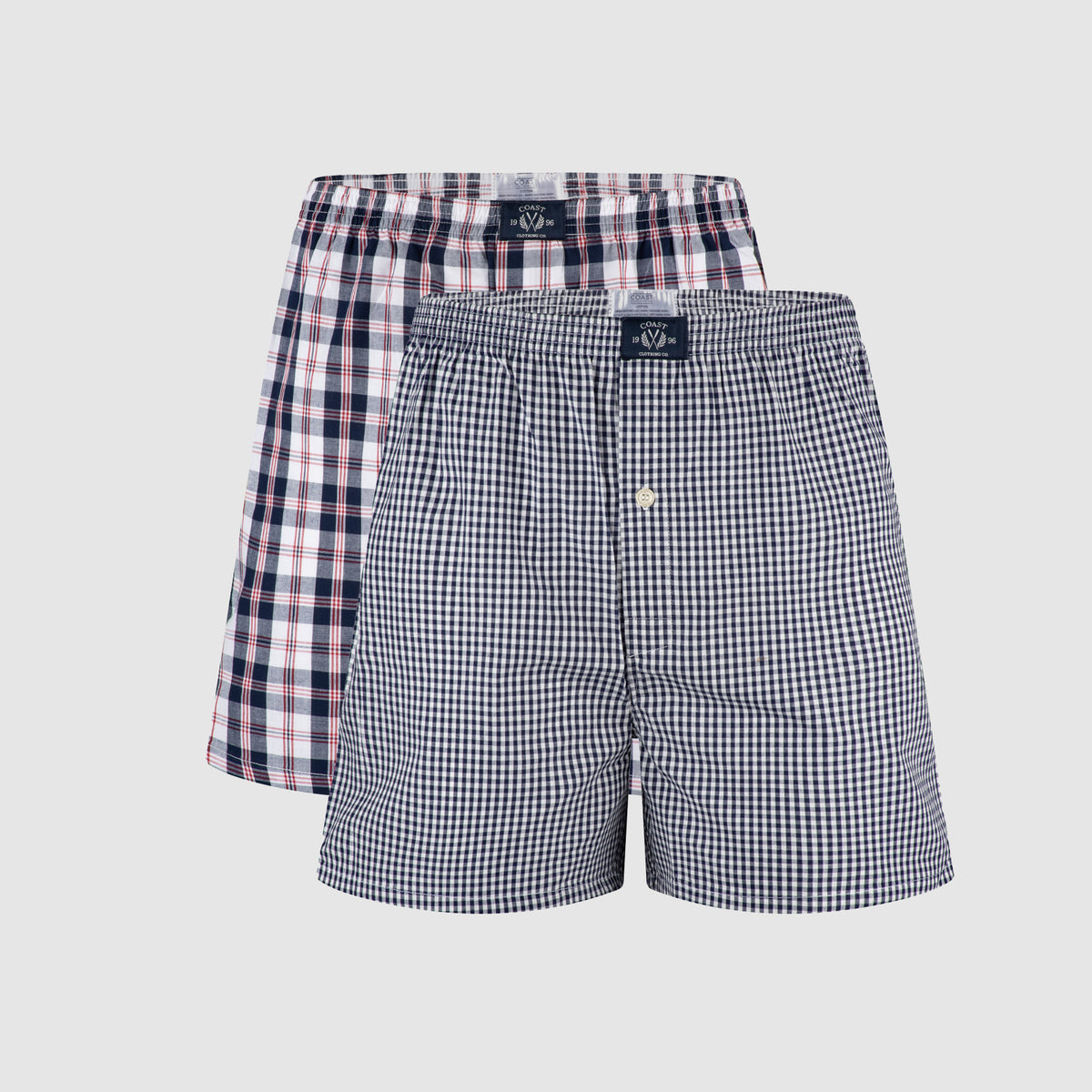Mens Boxers | 2 Pack Grey Check | Coast Clothing Co.
